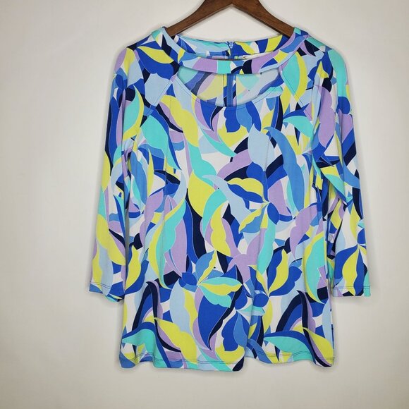 Susan Graver | Tops | Susan Graver Womens Liquid Knit Colorful Abstract ...
